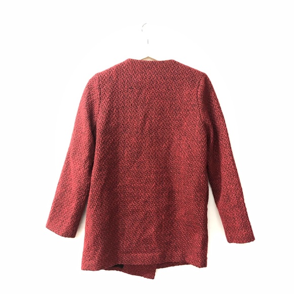 Everly | Jackets & Coats | Everly Large Red Tweed Long Blazer Jacket ...